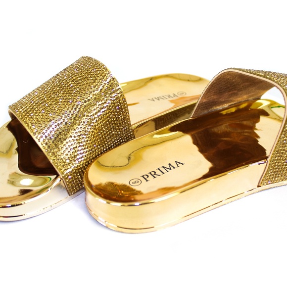 Shoes | Gold Rhinestone Slides | Poshmark